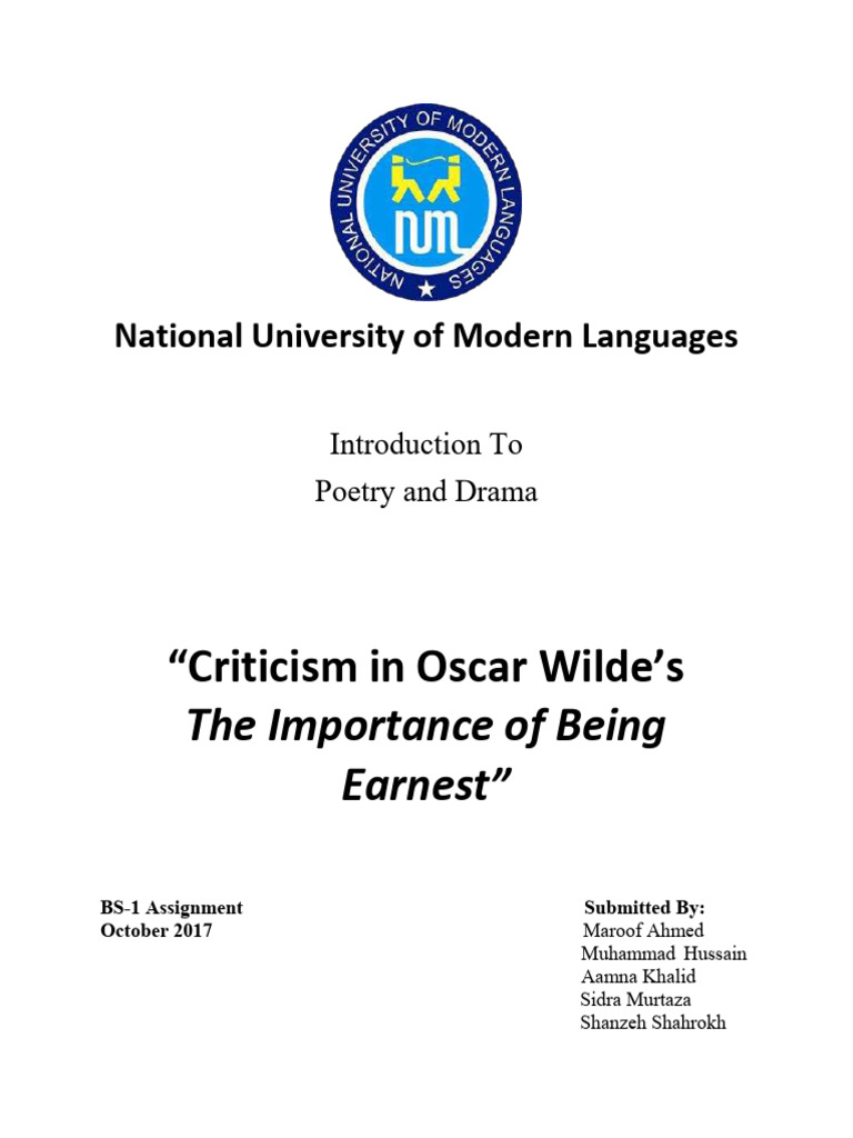 Criticism in Oscar Wildes The Importanc | PDF | The Importance Of Being Earnest