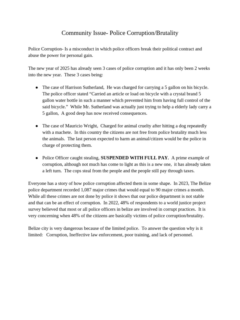 Police Corruption and Brutality in Belize | PDF | Police | Corruption