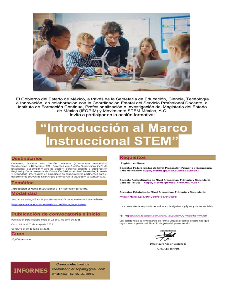Convocatoria Introduccioìn Marco Instruccional STEM 2025 | PDF ...