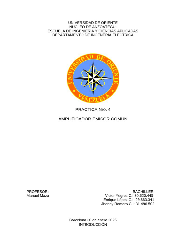 Práctica De Amplificador Emisor Común Pdf