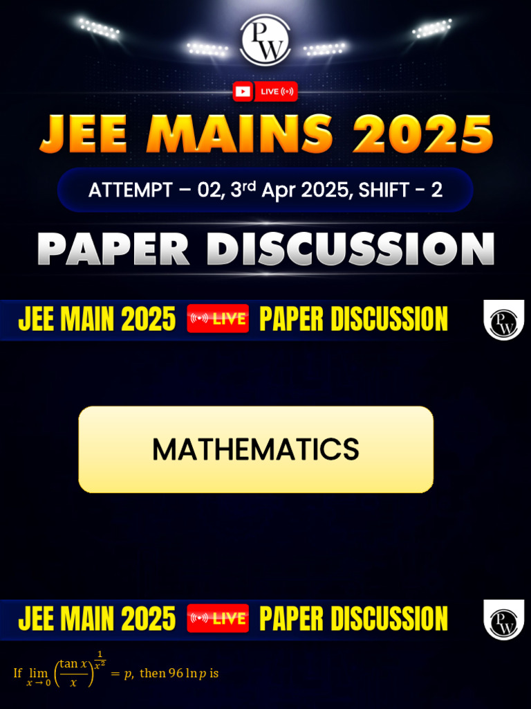 Shift 2 3 April 2025 Maths English Final JEE Mains 2025 Paper Discussion | PDF | Triangle ...
