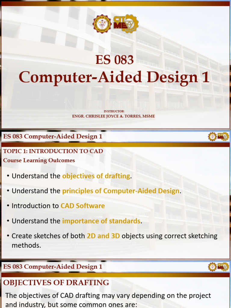 ES083 Topic 1 - Introduction To CAD | PDF | Computer Aided Design | Computing