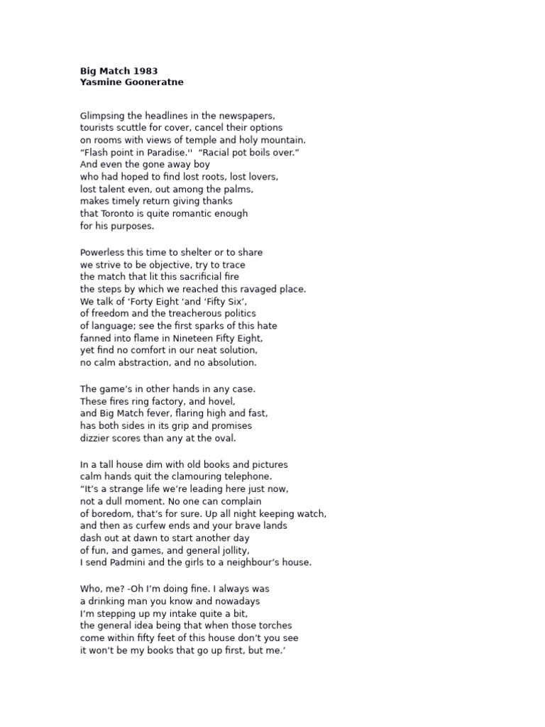 Big Match 1983 | PDF | Poetry