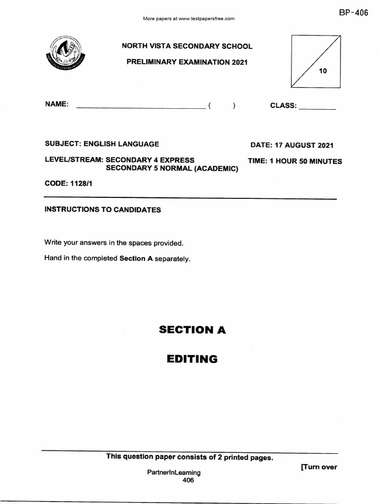 Sec4 English 2021 SA2 Northvista | PDF