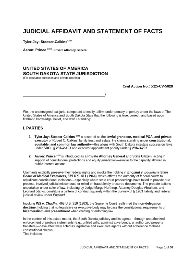 JUDICIAL AFFIDAVIT AND STATEMENT OF FACTS-Fed-Final | PDF | Probate ...