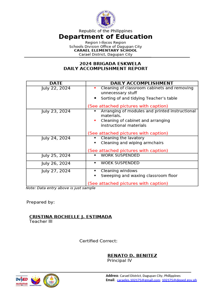 Brigada 2024 Ar - Cristina Rochelle Julian Estimadadocx | PDF