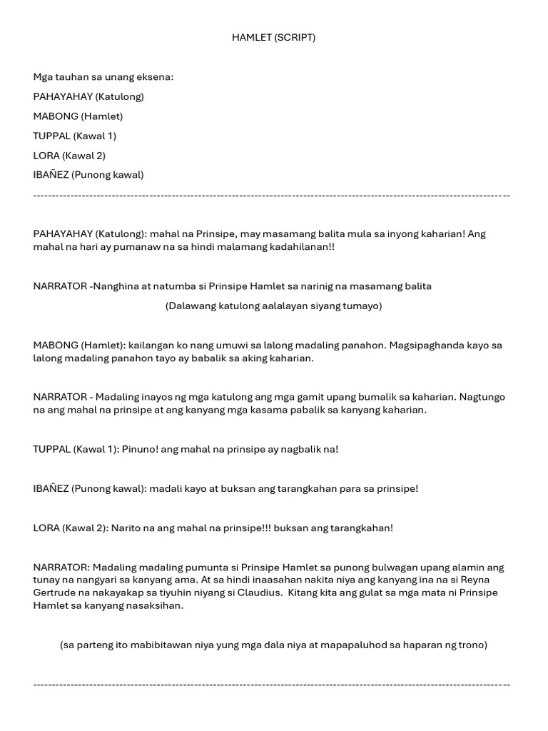 Hamlet Script | PDF