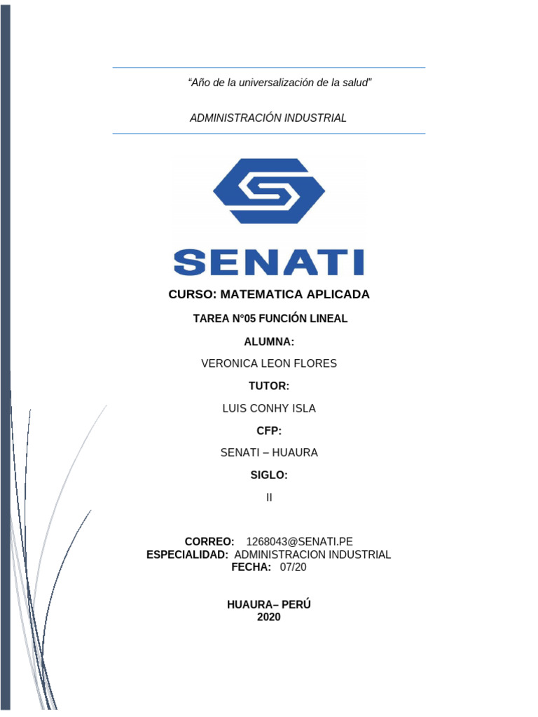 TAREA N° 5 FUNCION LINEAL | PDF