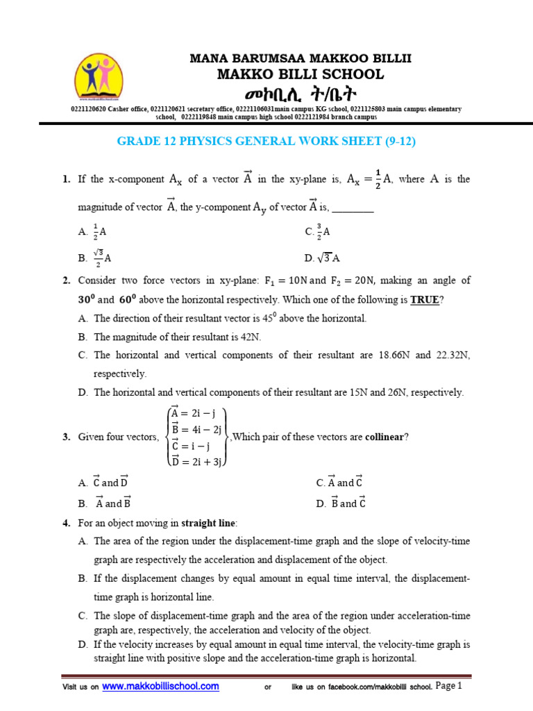 General Physics Work Sheet (9-12) | PDF | Capacitor | Heat