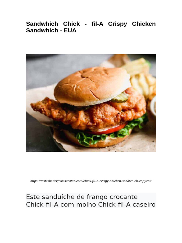 0 - Ver - Sandwhich Chick - Fil-A Crispy Chicken Sandwhich - EUA ...