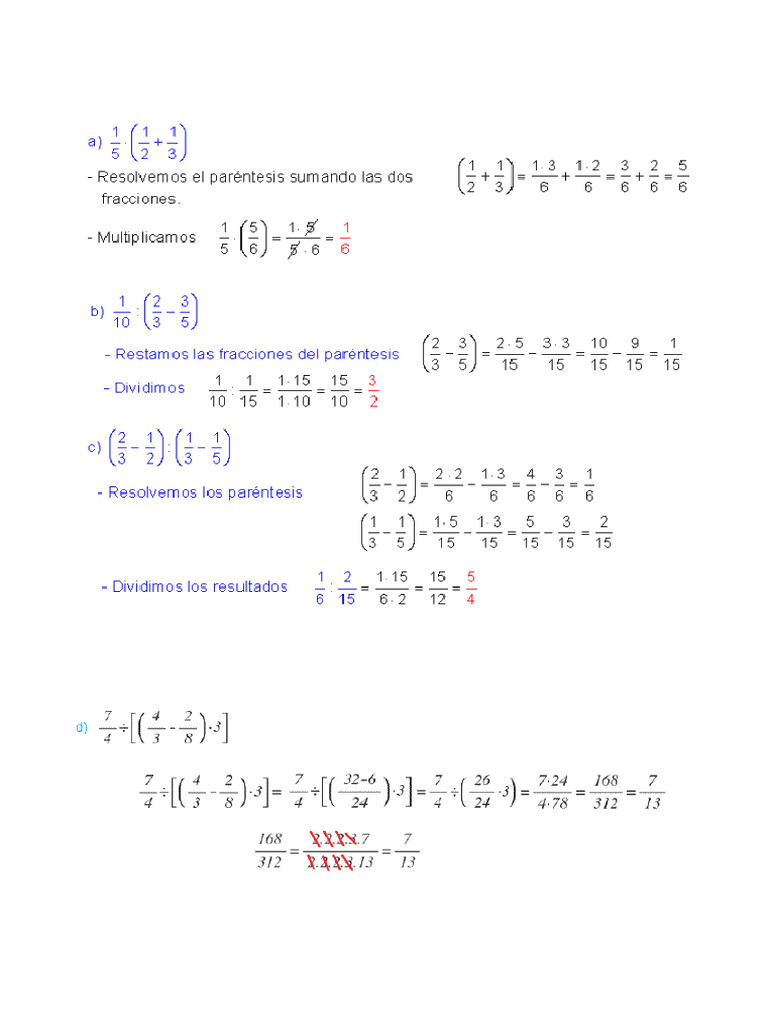 Operaciones Con Fracciones Resueltos | PDF