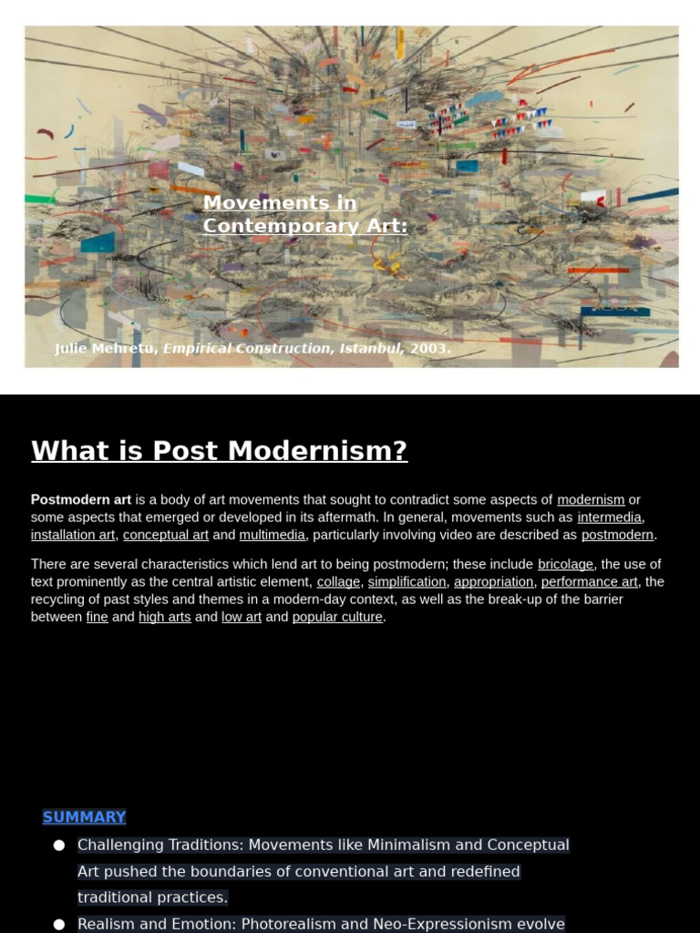 Movements in Contemporary Art | PDF | Modern Art | Art Movements