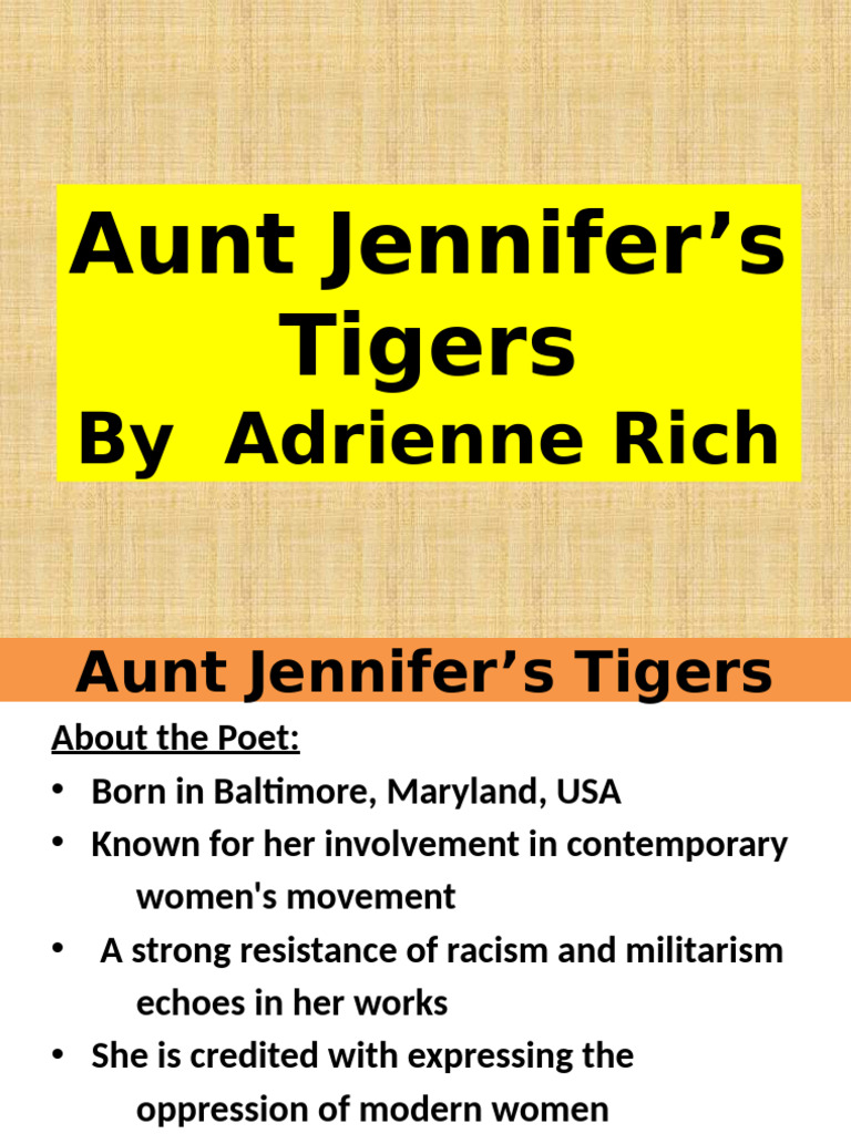 Aunt Jennifers Tigers | PDF