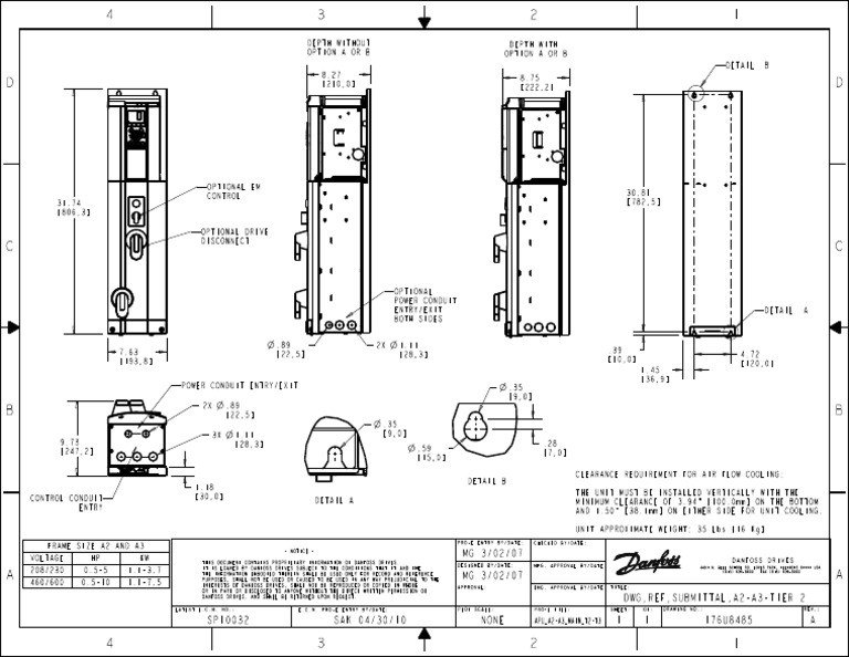 Danfoss VLT HVAC Drive FC 102 With Tier 2 3-Contactor Bypass ...