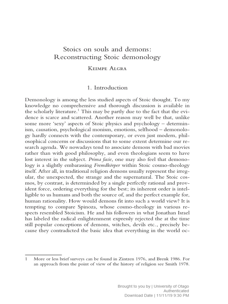 Algra-Demons in Old Philosophy | PDF | Stoicism | Demons