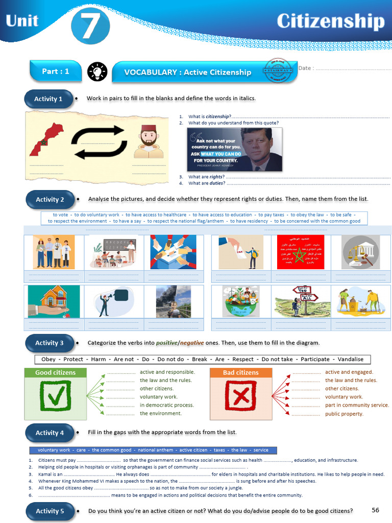 INTRODUCTION AND VOCABULARY (Unit 7) | PDF | Citizenship