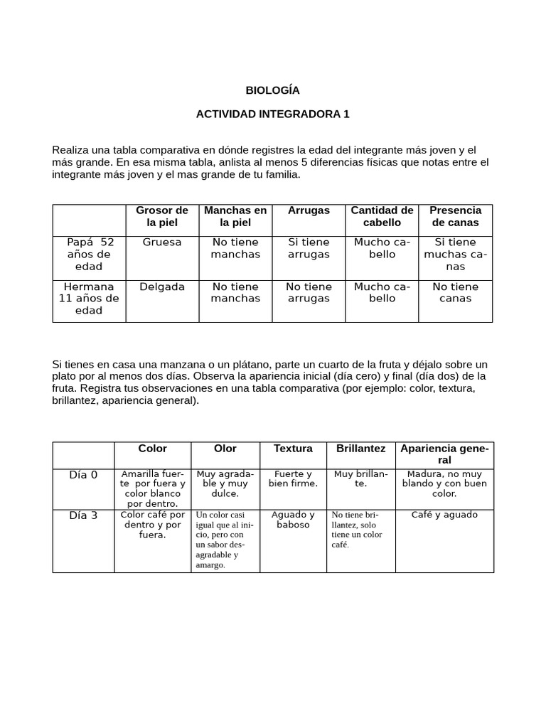 Biología Actividad Integradora 1 | PDF | Piel | Epidermis