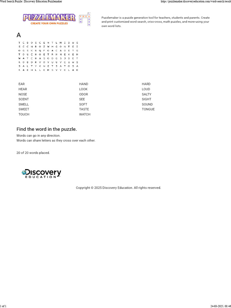 Word Search Puzzle - Discovery Education Puzzlemaker-1 | PDF