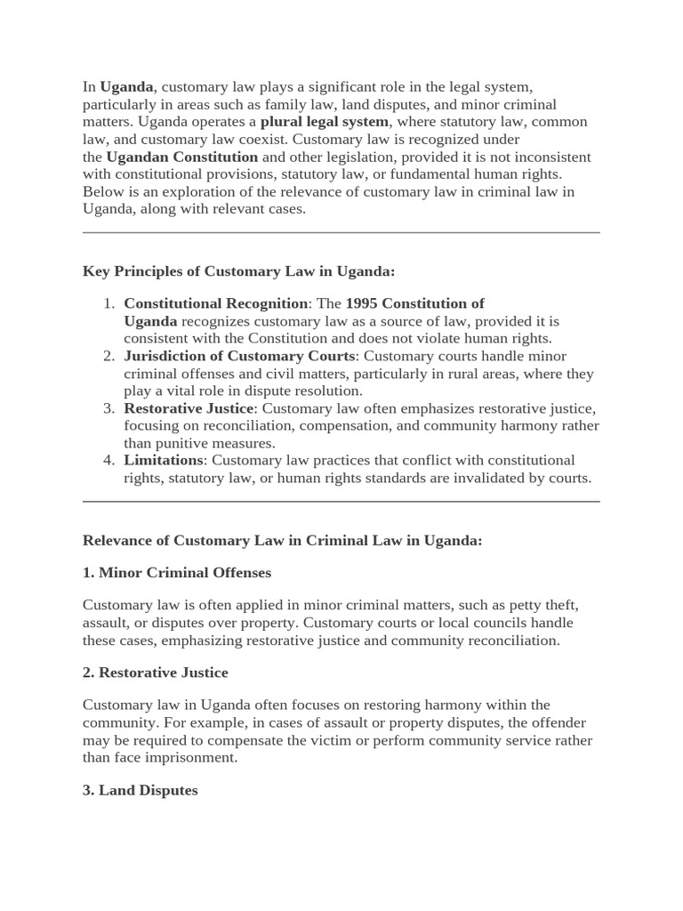 The Relevance of Customary Law in Criminal Law | PDF | Crimes | Crime ...