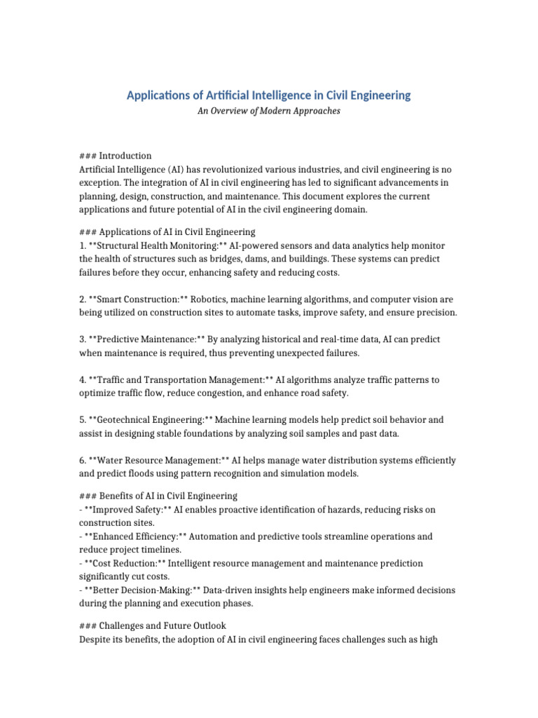 AI in Civil Engineering | PDF | Artificial Intelligence | Intelligence ...