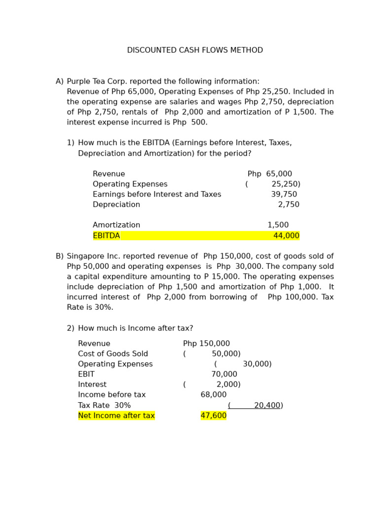 Midterm Quiz 3 DCF Method With Answers | PDF