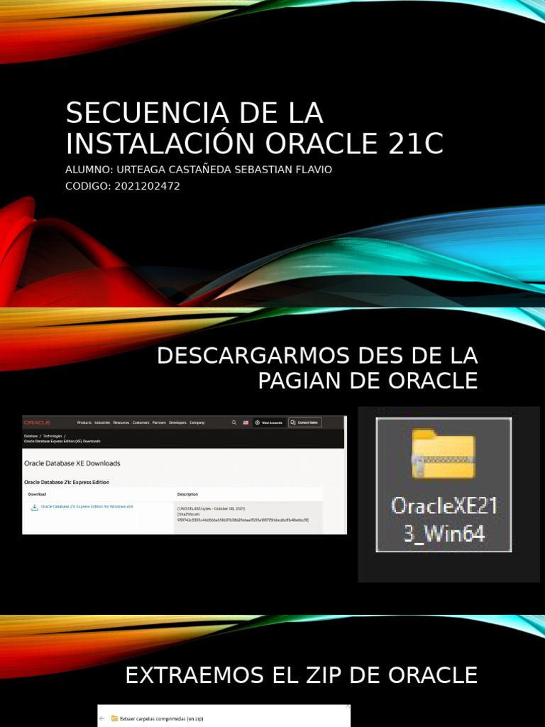 Secuencia de la Instalación oracle 21c | PDF