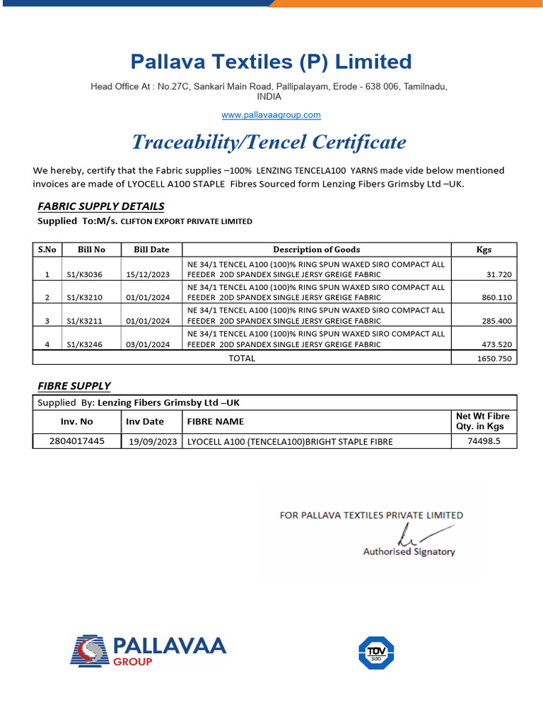 Traceability Certificate | PDF