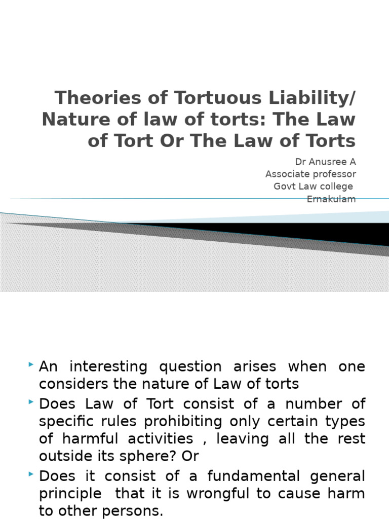Theories of Tortuous Liability | PDF | Tort | Legal Liability