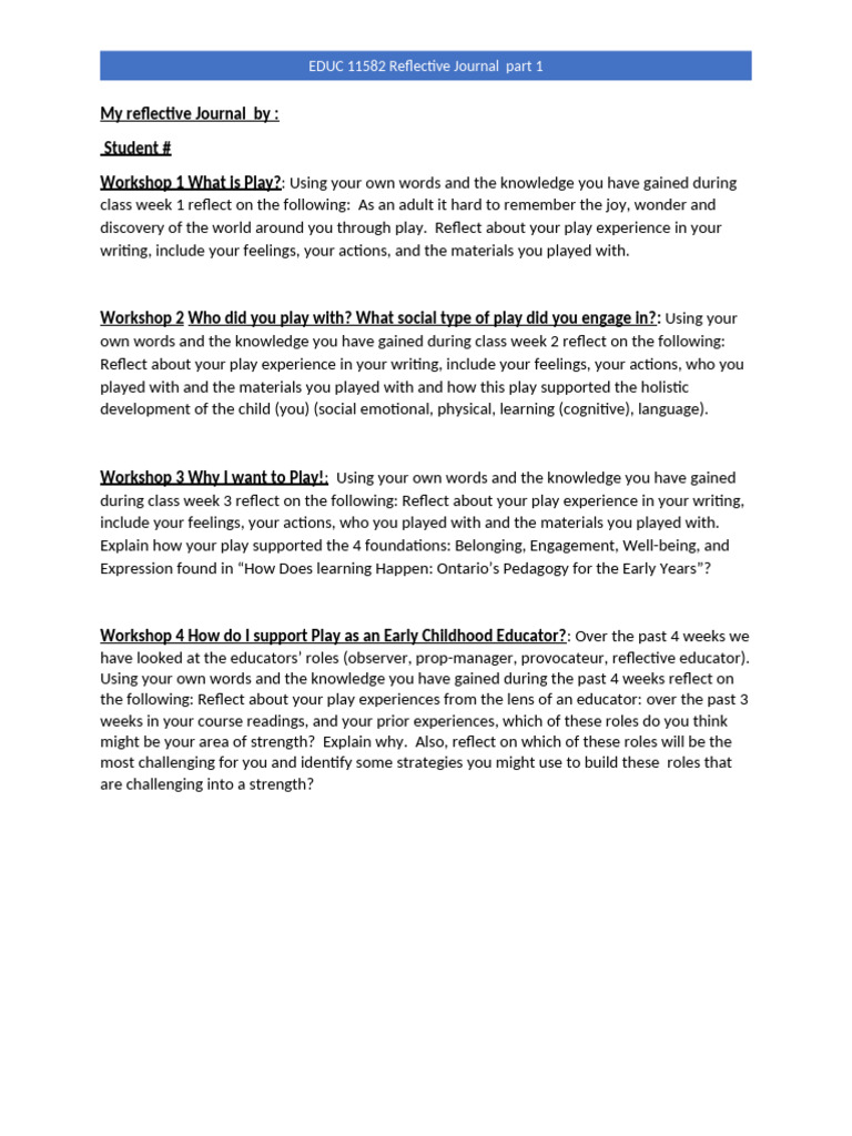 My Reflective Journal Template | PDF