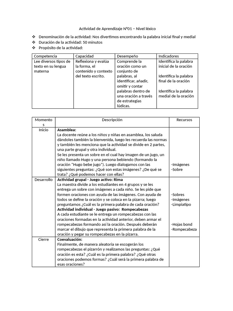 Estructura del programa | PDF | Palabra | Sílaba