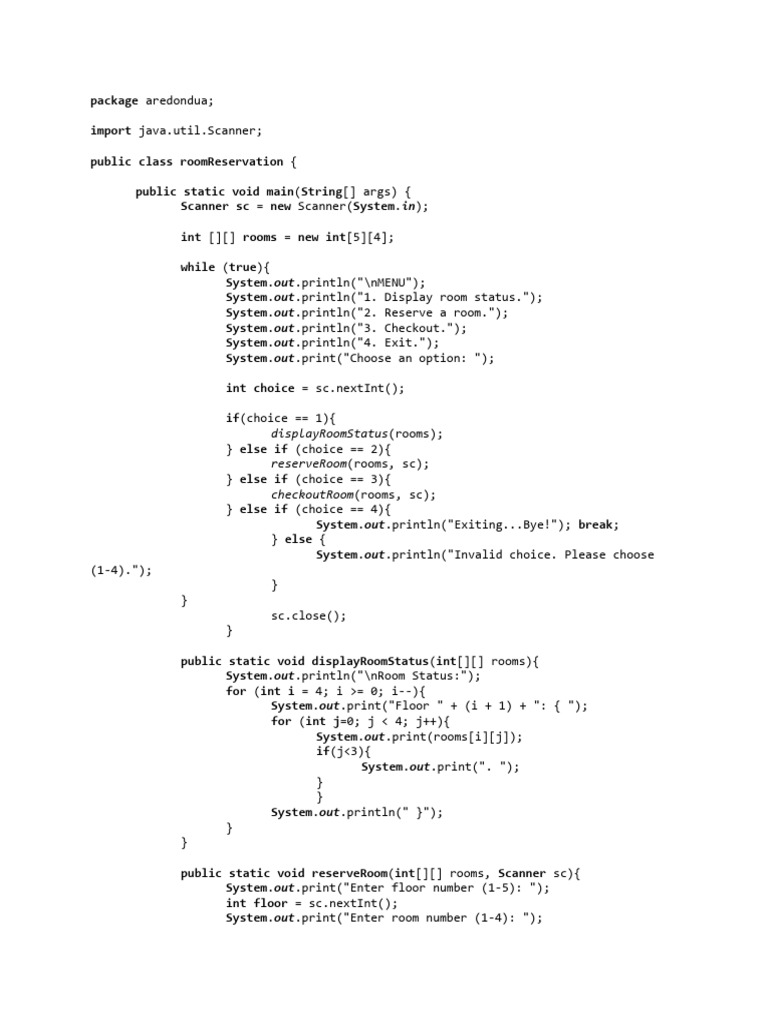 Room Reservation Code | PDF | Systems Engineering | Software