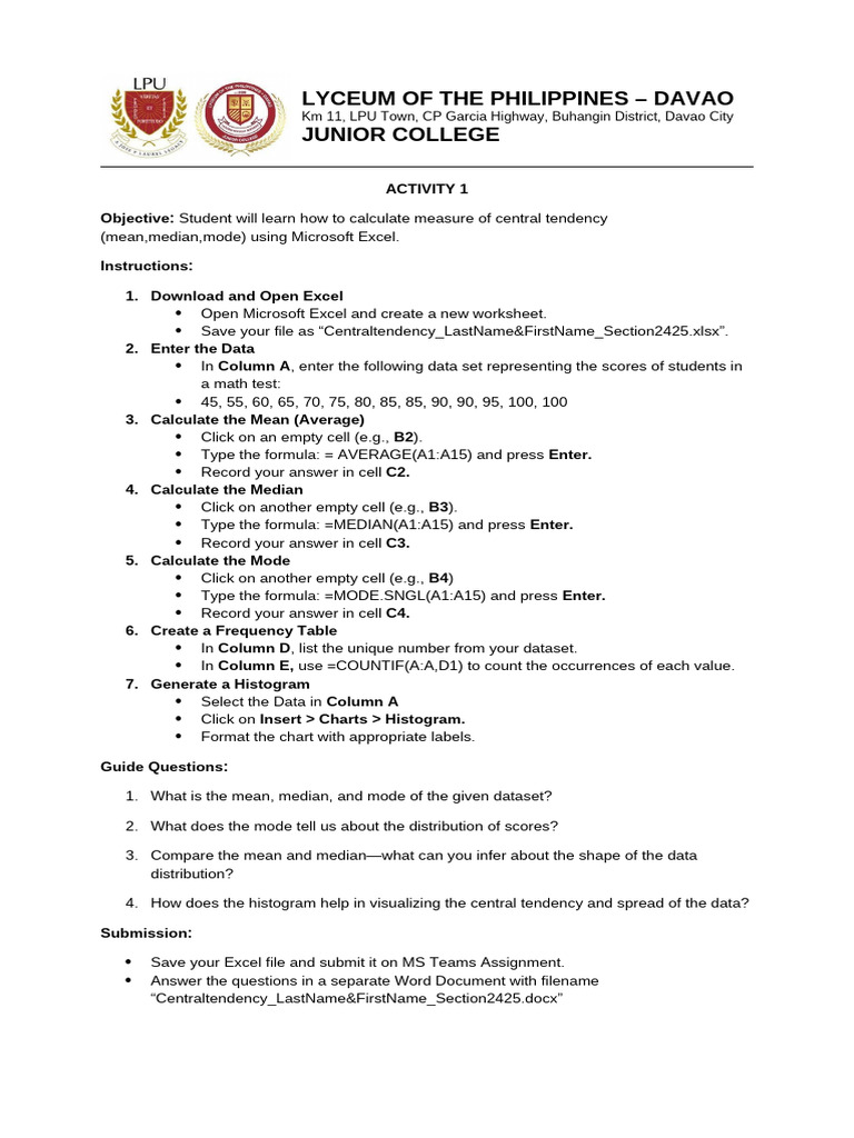 Activity1 CentralTendency | PDF