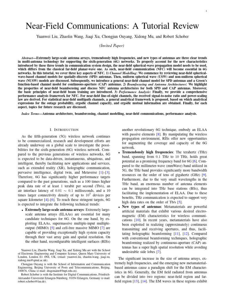 Near-Field Communications A Tutorial Review | PDF | Antenna (Radio) | Mimo