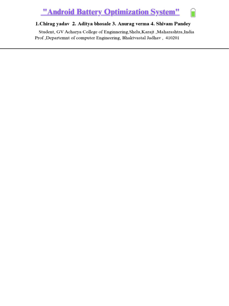 Android Battery Optimization System | PDF