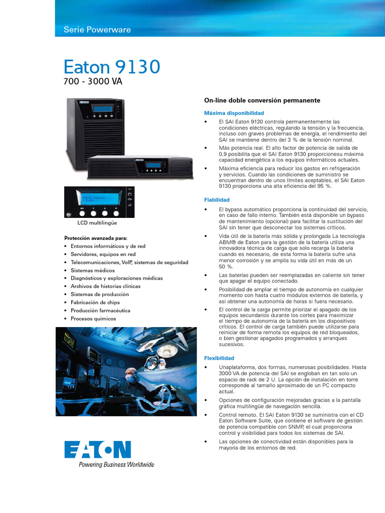 Eaton 9130: Serie Powerware | PDF | Electrónica | Ingeniería Informática