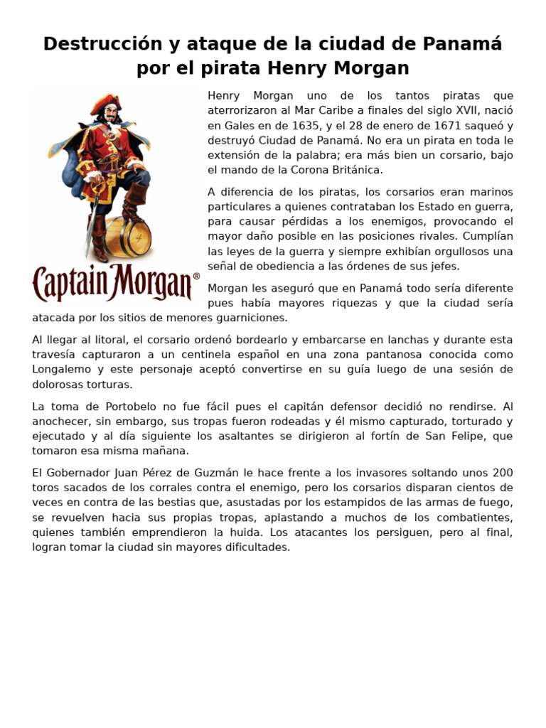 Saqueo de Panamá por Henry Morgan | PDF