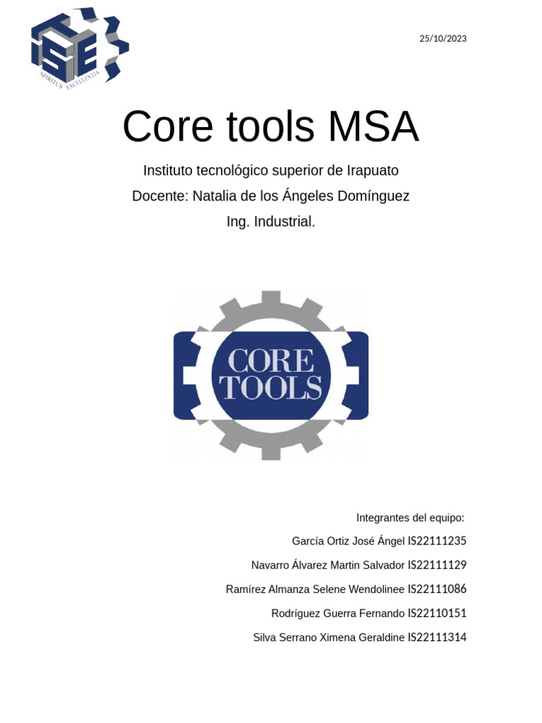 Core tools MSA (1) | PDF | Medición | Software