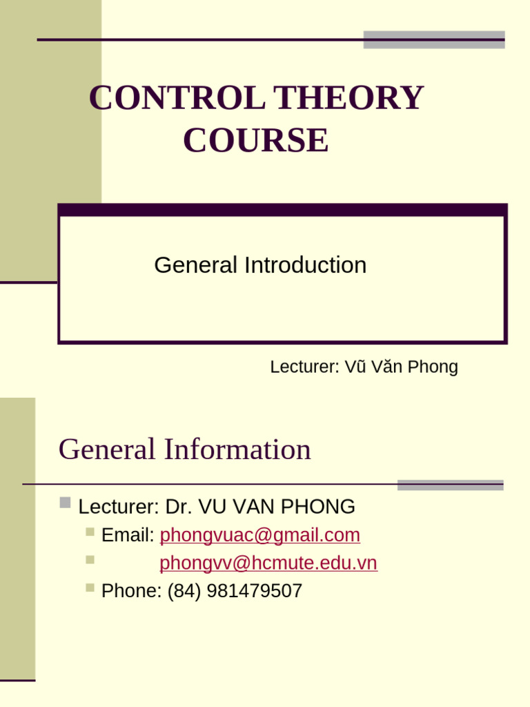 Chapter1 - General Introduction | PDF | Control Theory | System