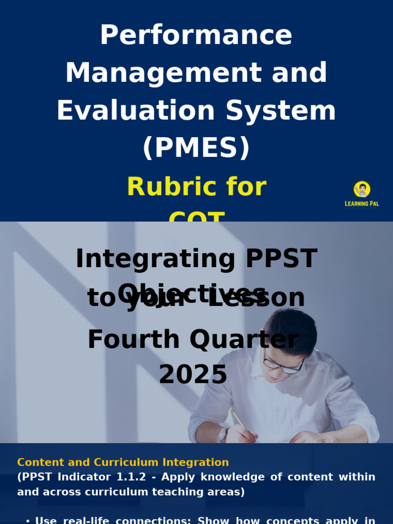 Performance Management and Evaluation System (PMES) : Rubric For COT | PDF | Learning ...