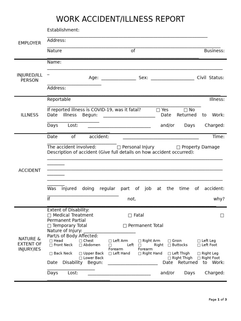 Work Accident Illness Report | PDF | Personal Protective Equipment | Safety