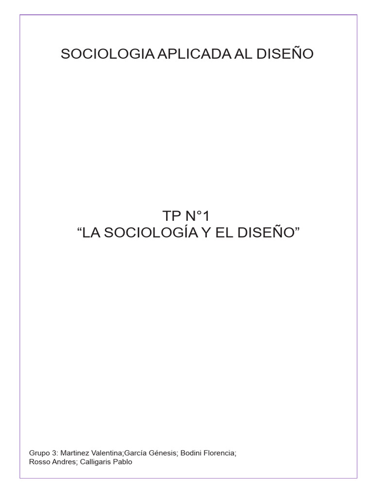 Entrega TP1 Sociologia | PDF | Sociedad | Sociología