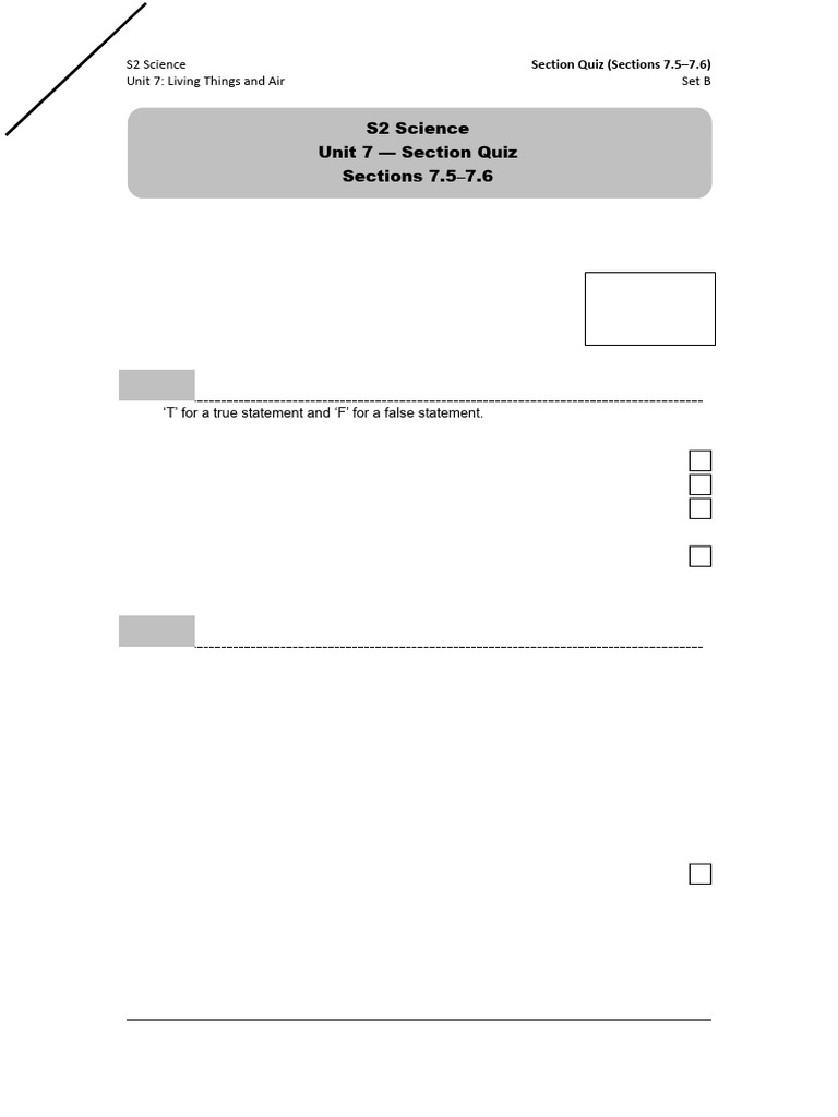 S2 Science Quiz: Living Things & Air | PDF | Greenhouse Effect ...