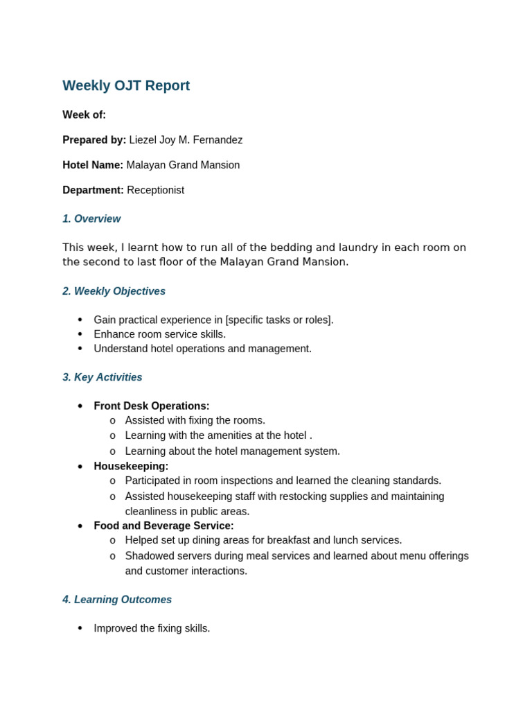 Weekly OJT Report | PDF