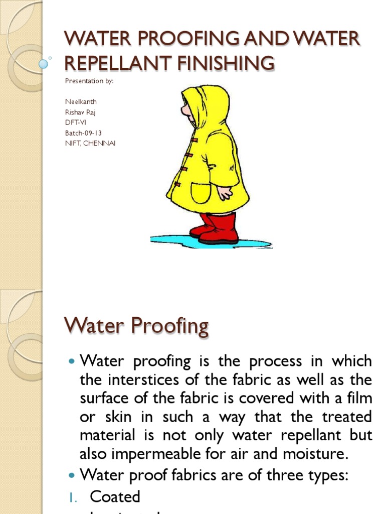 Waterproof and Water Repellent Finishes | PDF | Textiles | Wax