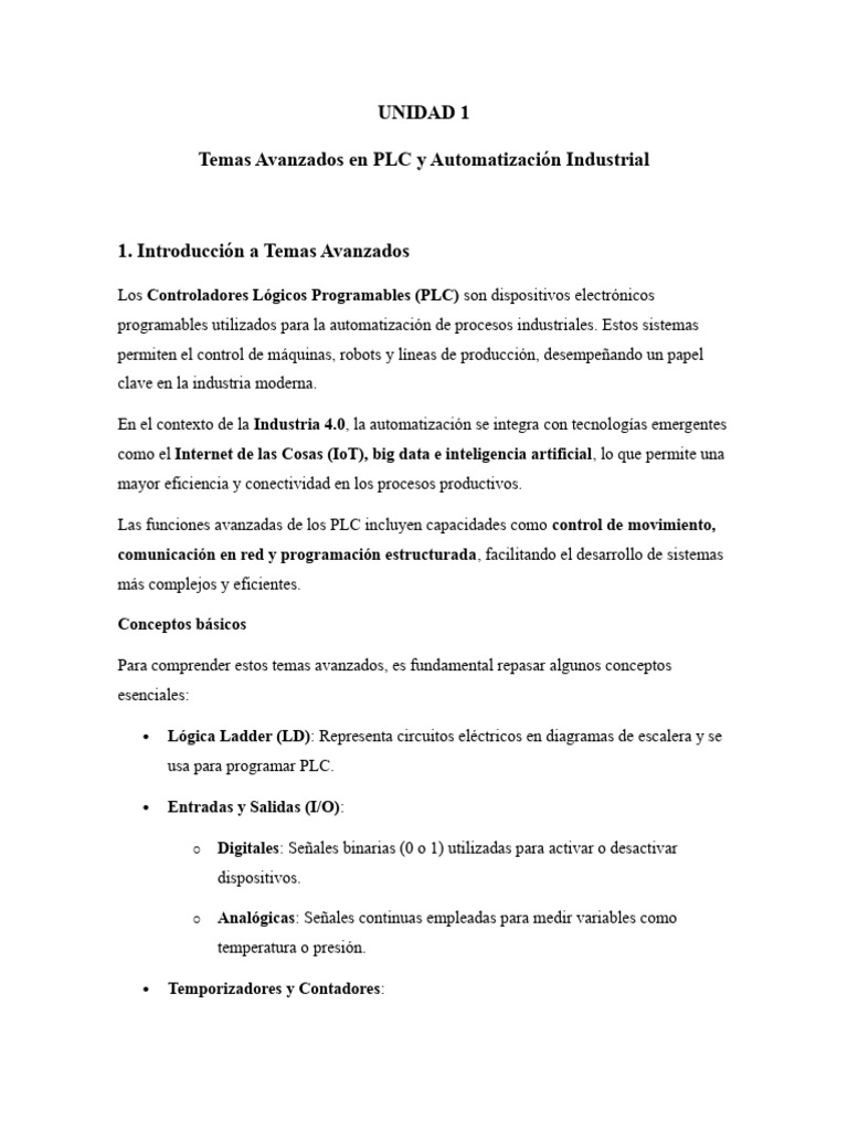 PLC Unidad 1 y 2 | PDF | Scada | Controlador lógico programable