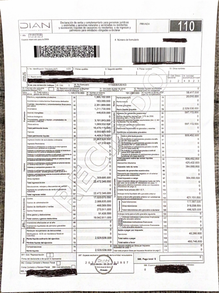 Formulario Renta 2020 | PDF