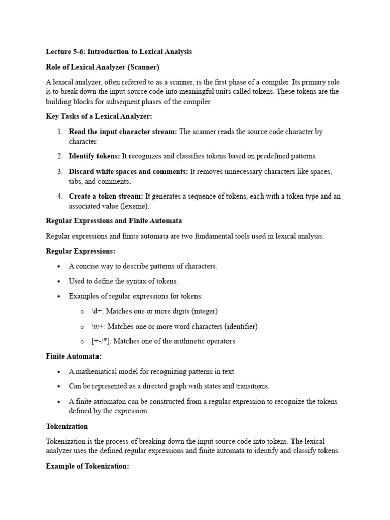 Lexical Analysis: Tokenization Basics | PDF