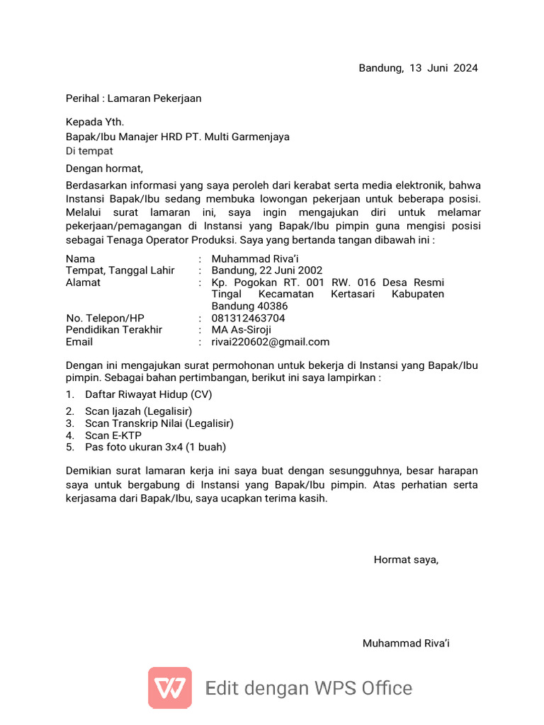 PT. Multi Garmenjaya | PDF