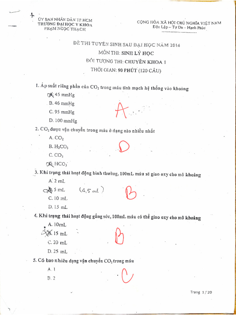 Sinh lý CK1 2014 | PDF