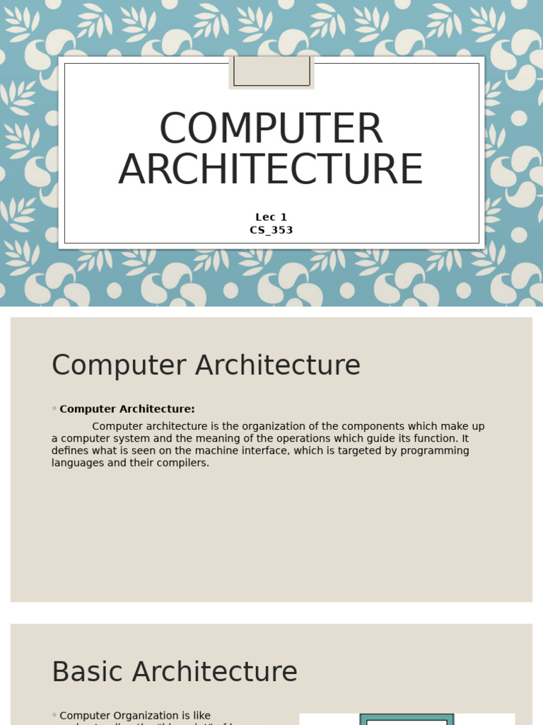 Computer Architecture - Lect 1 | PDF